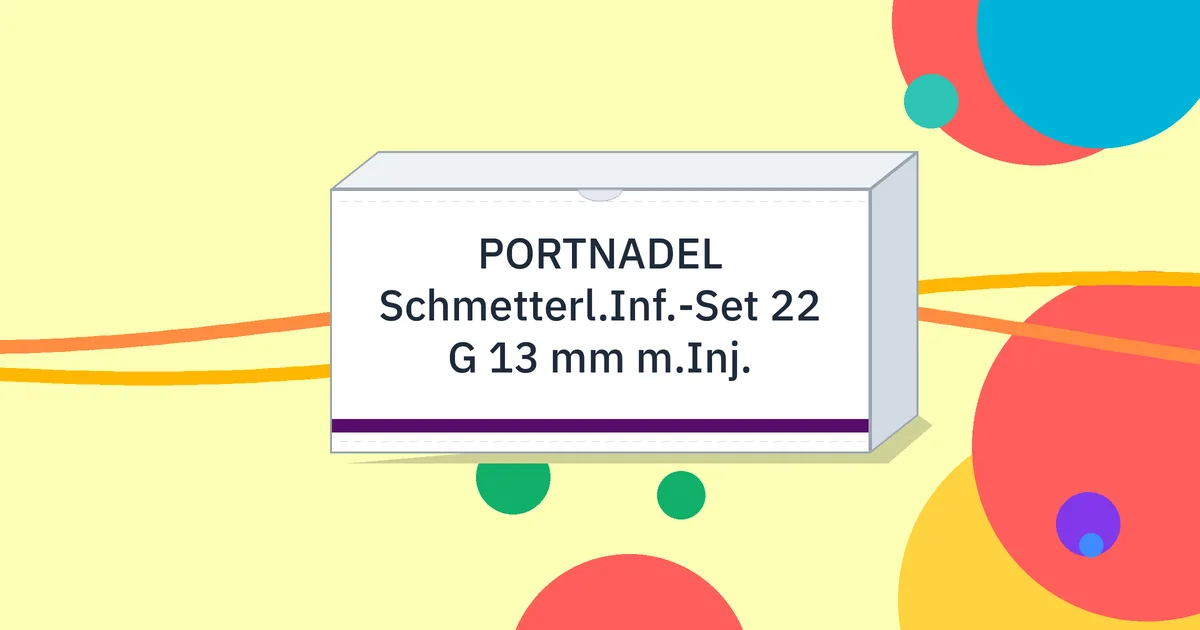 Symbolbild: Packung mit der Aufschrift PORTNADEL Schmetterl.Inf.-Set 22 G 13 mm m.Inj. (PZN 02756191) – Verfügbarkeit und Bezug in Apotheken in Frankfurt am Main