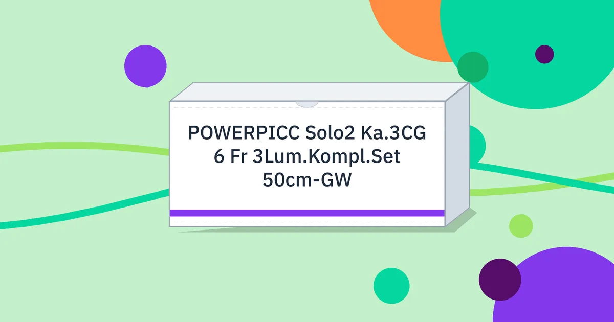 Symbolbild: Packung mit der Aufschrift POWERPICC Solo2 Ka.3CG 6 Fr 3Lum.Kompl.Set 50cm-GW (PZN 12398692) – Verfügbarkeit und Bezug in Apotheken in Frankfurt am Main