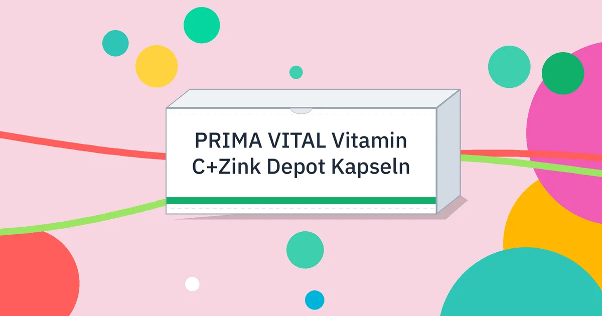 Symbolbild: Packung mit der Aufschrift PRIMA VITAL Vitamin C+Zink Depot Kapseln (PZN 09174842) – Verfügbarkeit und Bezug in Apotheken in Frankfurt am Main
