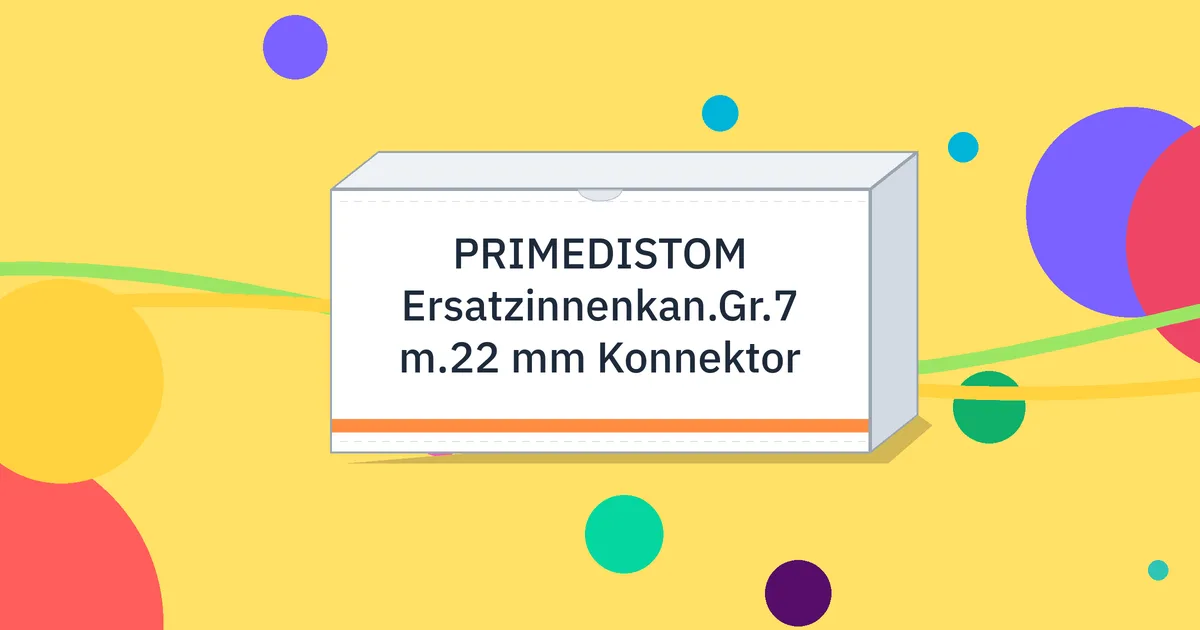 Symbolbild: Packung mit der Aufschrift PRIMEDISTOM Ersatzinnenkan.Gr.7 m.22 mm Konnektor (PZN 10257711) – Verfügbarkeit und Bezug in Apotheken in Frankfurt am Main