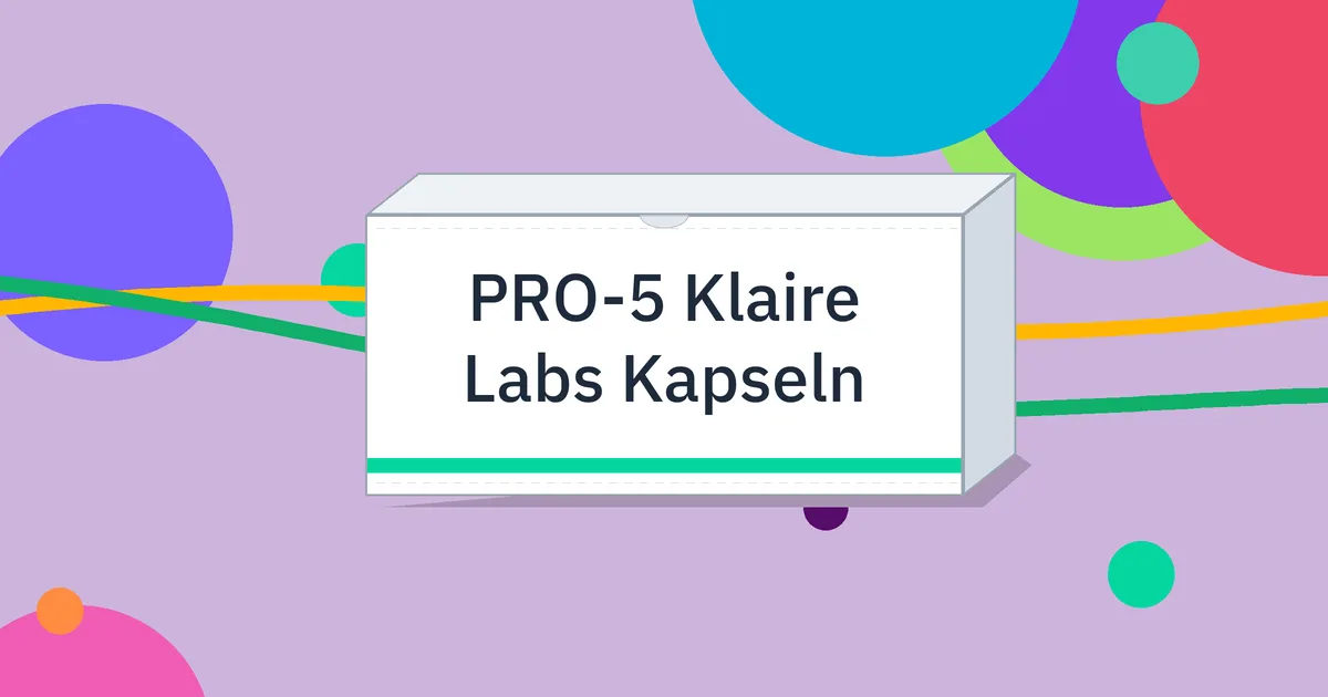 Symbolbild: Packung mit der Aufschrift PRO-5 Klaire Labs Kapseln (PZN 13517839) – Verfügbarkeit und Bezug in Apotheken in Frankfurt am Main