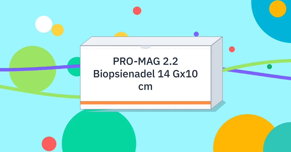 Symbolbild: Packung mit der Aufschrift PRO-MAG 2.2 Biopsienadel 14 Gx10 cm (PZN 06768400) – Verfügbarkeit und Bezug in Apotheken in Frankfurt am Main