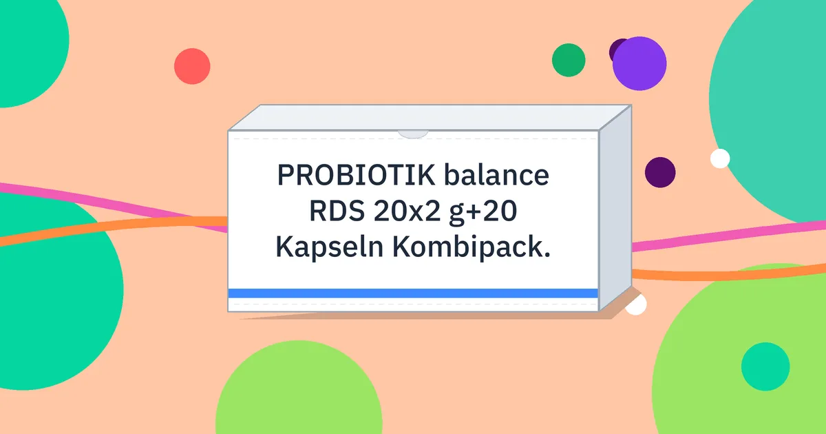 Symbolbild: Packung mit der Aufschrift PROBIOTIK balance RDS 20x2 g+20 Kapseln Kombipack. (PZN 14366070) – Verfügbarkeit und Bezug in Apotheken in Frankfurt am Main