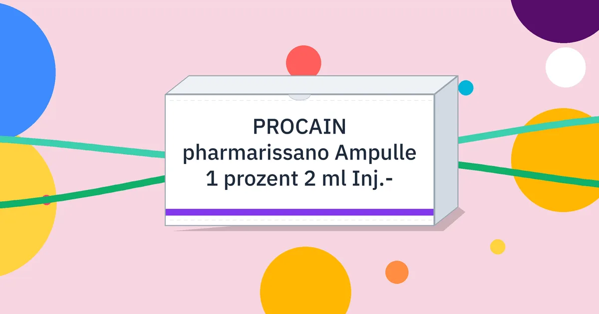 Symbolbild: Packung mit der Aufschrift PROCAIN pharmarissano Ampulle 1 prozent 2 ml Inj.- (PZN 18833982) – Verfügbarkeit und Bezug in Apotheken in Frankfurt am Main