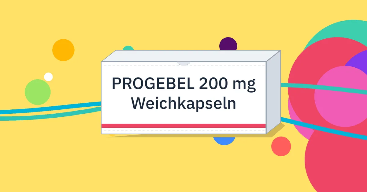 Symbolbild: Packung mit der Aufschrift PROGEBEL 200 mg Weichkapseln (PZN 18380500) – Verfügbarkeit und Bezug in Apotheken in Frankfurt am Main