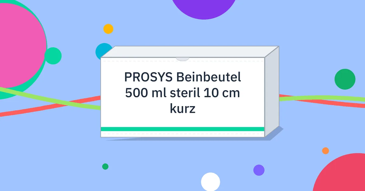 Symbolbild: Packung mit der Aufschrift PROSYS Beinbeutel 500 ml steril 10 cm kurz (PZN 11668764) – Verfügbarkeit und Bezug in Apotheken in Frankfurt am Main
