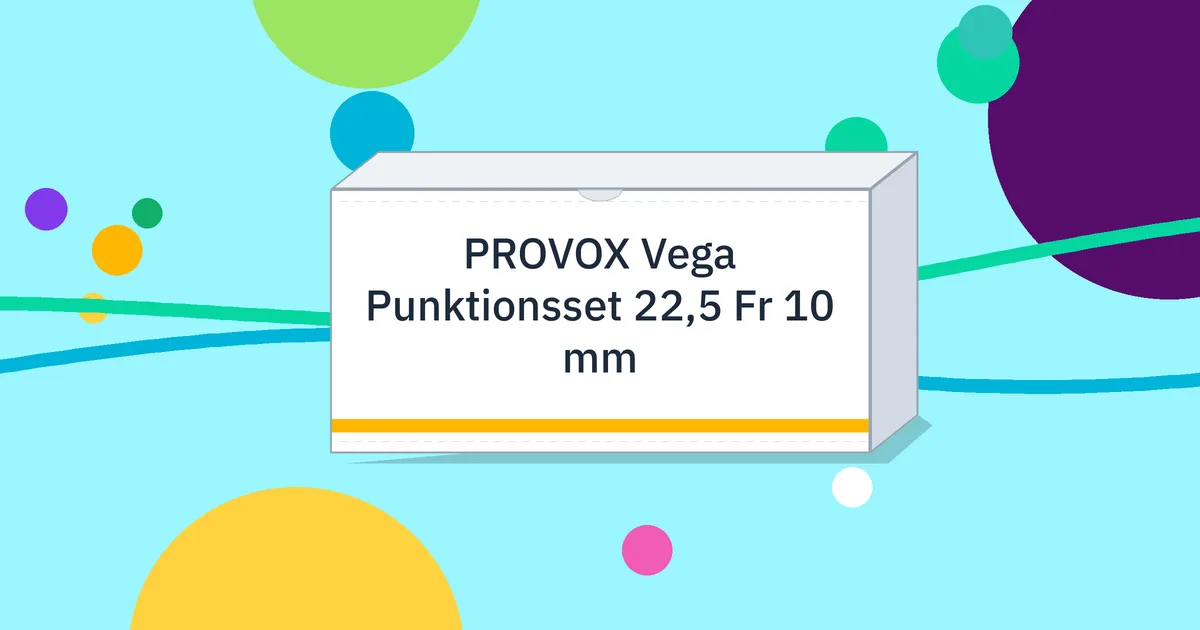 Symbolbild: Packung mit der Aufschrift PROVOX Vega Punktionsset 22,5 Fr 10 mm (PZN 10028695) – Verfügbarkeit und Bezug in Apotheken in Frankfurt am Main