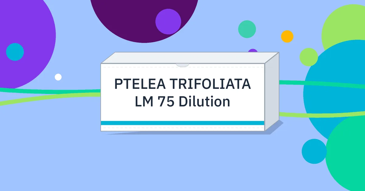 Symbolbild: Packung mit der Aufschrift PTELEA TRIFOLIATA LM 75 Dilution (PZN 13670601) – Verfügbarkeit und Bezug in Apotheken in Frankfurt am Main