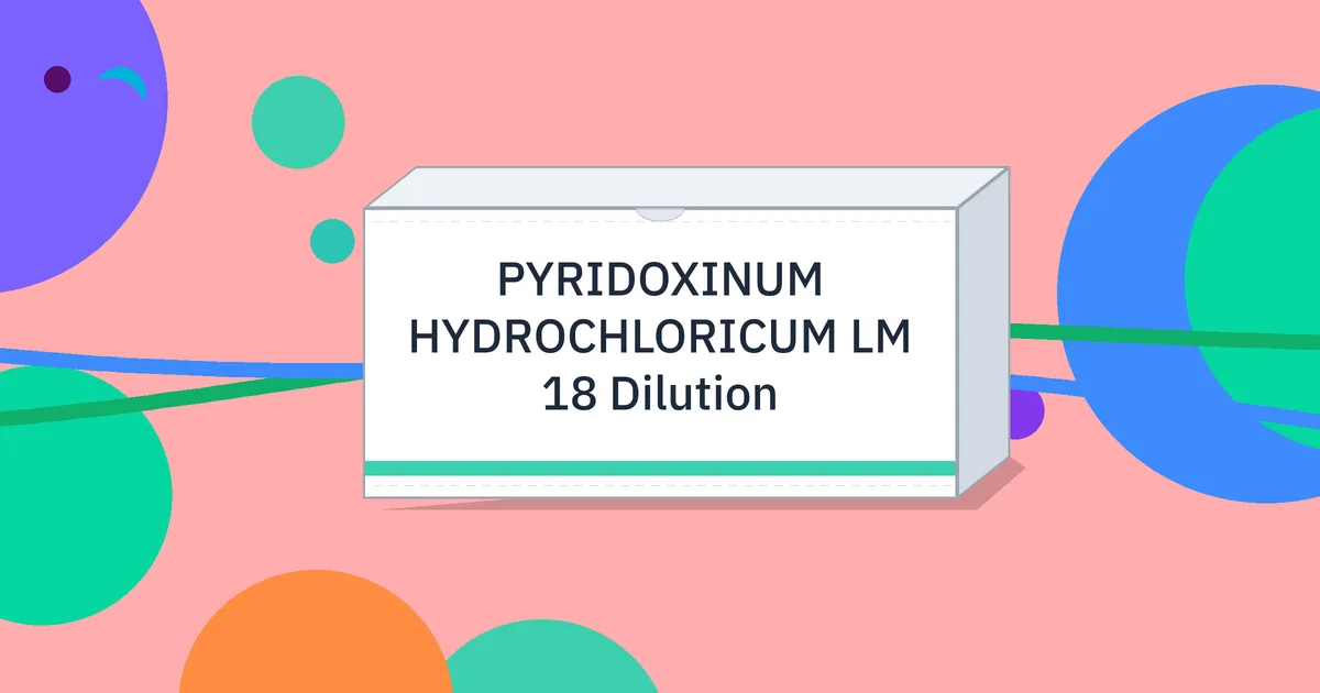 Symbolbild: Packung mit der Aufschrift PYRIDOXINUM HYDROCHLORICUM LM 18 Dilution (PZN 13672310) – Verfügbarkeit und Bezug in Apotheken in Frankfurt am Main