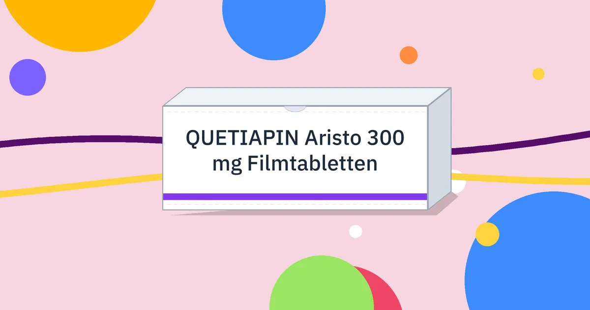 Symbolbild: Packung mit der Aufschrift QUETIAPIN Aristo 300 mg Filmtabletten (PZN 14385854) – Verfügbarkeit und Bezug in Apotheken in Frankfurt am Main