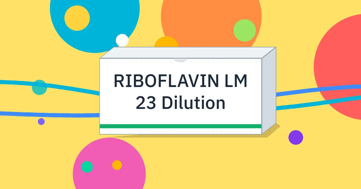 Symbolbild: Packung mit der Aufschrift RIBOFLAVIN LM 23 Dilution (PZN 13054569) – Verfügbarkeit und Bezug in Apotheken in Frankfurt am Main