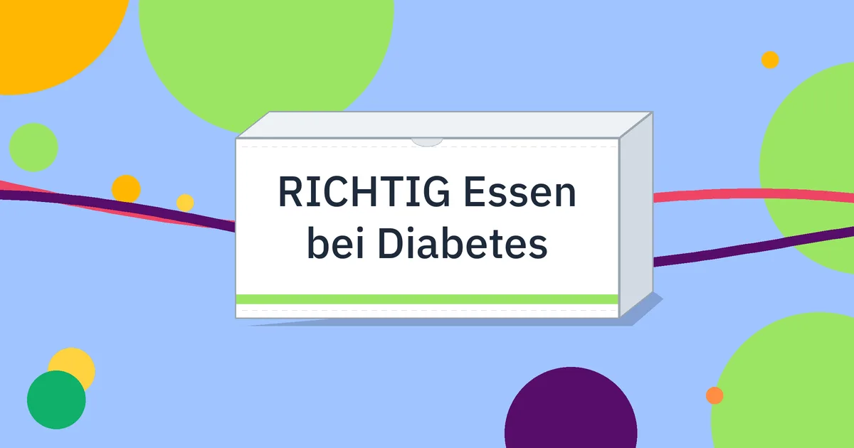 Symbolbild: Packung mit der Aufschrift RICHTIG Essen bei Diabetes (PZN 03769936) – Verfügbarkeit und Bezug in Apotheken in Frankfurt am Main