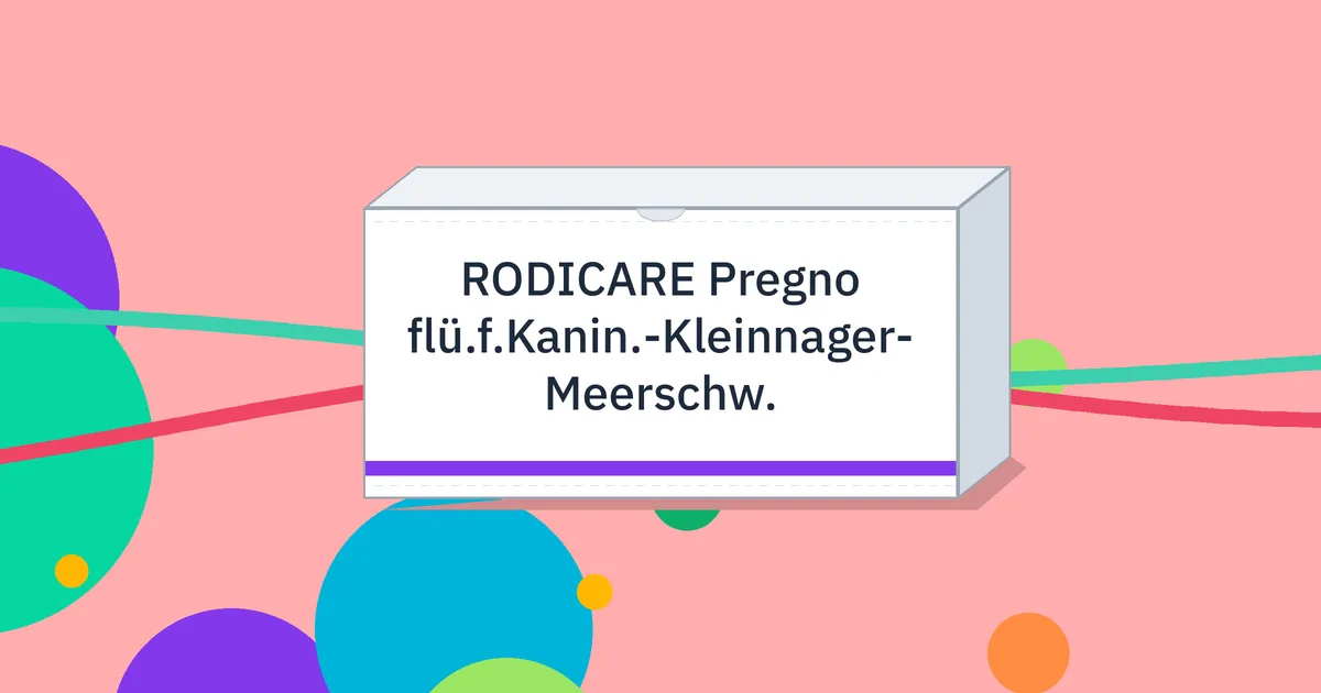 Symbolbild: Packung mit der Aufschrift RODICARE Pregno flü.f.Kanin.-Kleinnager-Meerschw. (PZN 13360711) – Verfügbarkeit und Bezug in Apotheken in Frankfurt am Main