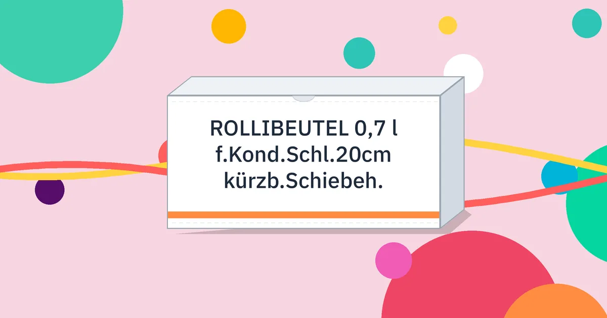 Symbolbild: Packung mit der Aufschrift ROLLIBEUTEL 0,7 l f.Kond.Schl.20cm kürzb.Schiebeh. (PZN 06094982) – Verfügbarkeit und Bezug in Apotheken in Frankfurt am Main