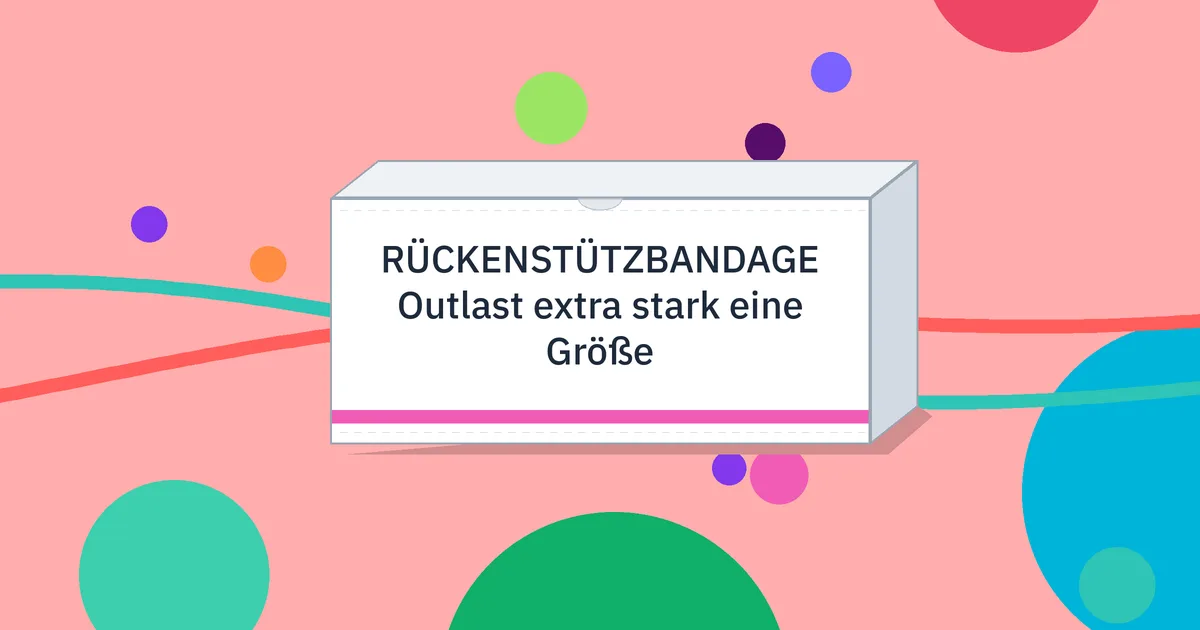 Symbolbild: Packung mit der Aufschrift RÜCKENSTÜTZBANDAGE Outlast extra stark eine Größe (PZN 10830085) – Verfügbarkeit und Bezug in Apotheken in Frankfurt am Main