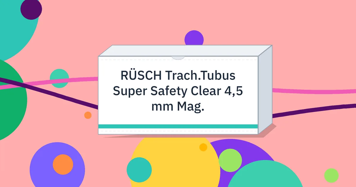 Symbolbild: Packung mit der Aufschrift RÜSCH Trach.Tubus Super Safety Clear 4,5 mm Mag. (PZN 04248263) – Verfügbarkeit und Bezug in Apotheken in Frankfurt am Main
