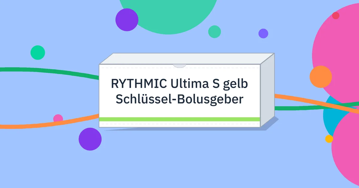 Symbolbild: Packung mit der Aufschrift RYTHMIC Ultima S gelb Schlüssel-Bolusgeber (PZN 18786550) – Verfügbarkeit und Bezug in Apotheken in Frankfurt am Main