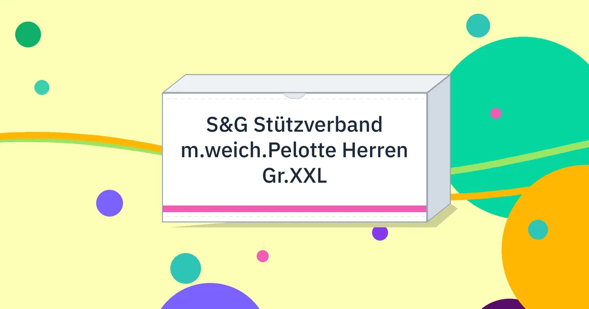 Symbolbild: Packung mit der Aufschrift S&G Stützverband m.weich.Pelotte Herren Gr.XXL (PZN 05044870) – Verfügbarkeit und Bezug in Apotheken in Frankfurt am Main