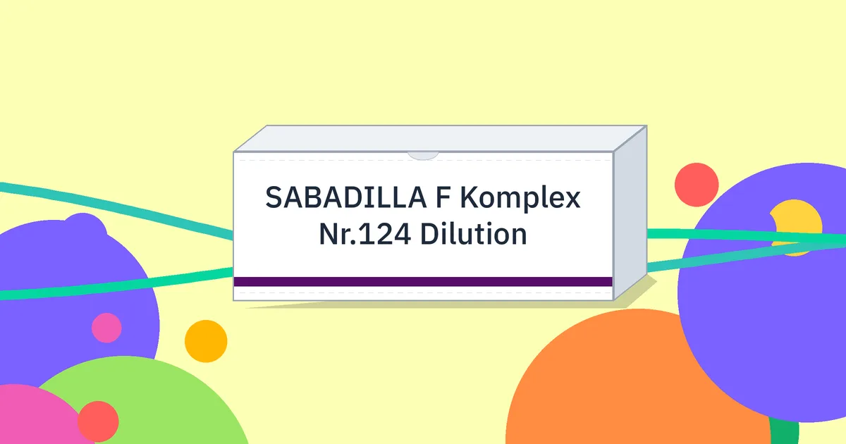 Symbolbild: Packung mit der Aufschrift SABADILLA F Komplex Nr.124 Dilution (PZN 04484667) – Verfügbarkeit und Bezug in Apotheken in Frankfurt am Main