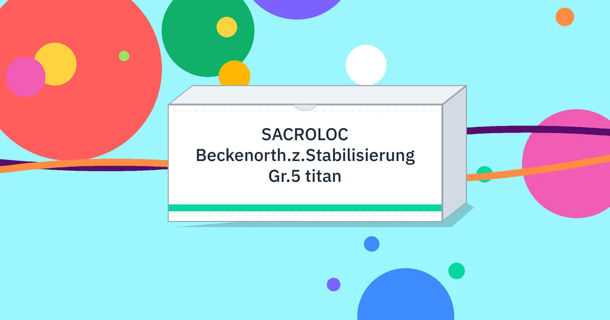 Symbolbild: Packung mit der Aufschrift SACROLOC Beckenorth.z.Stabilisierung Gr.5 titan (PZN 09091197) – Verfügbarkeit und Bezug in Apotheken in Frankfurt am Main