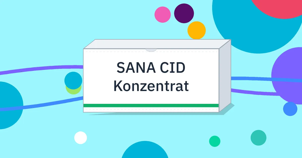 Symbolbild: Packung mit der Aufschrift SANA CID Konzentrat (PZN 12870522) – Verfügbarkeit und Bezug in Apotheken in Frankfurt am Main