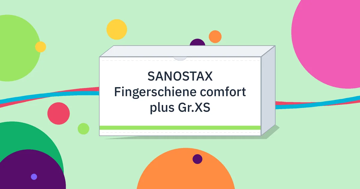 Symbolbild: Packung mit der Aufschrift SANOSTAX Fingerschiene comfort plus Gr.XS (PZN 10527151) – Verfügbarkeit und Bezug in Apotheken in Frankfurt am Main