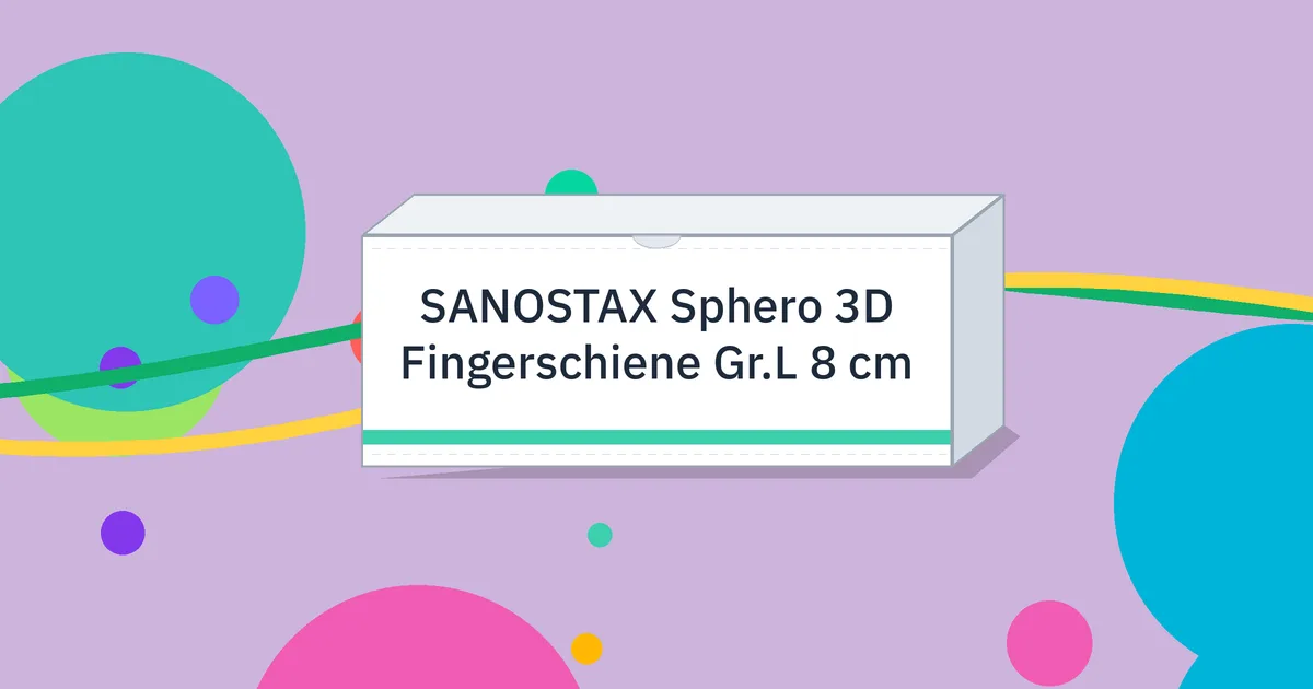 Symbolbild: Packung mit der Aufschrift SANOSTAX Sphero 3D Fingerschiene Gr.L 8 cm (PZN 17416549) – Verfügbarkeit und Bezug in Apotheken in Frankfurt am Main