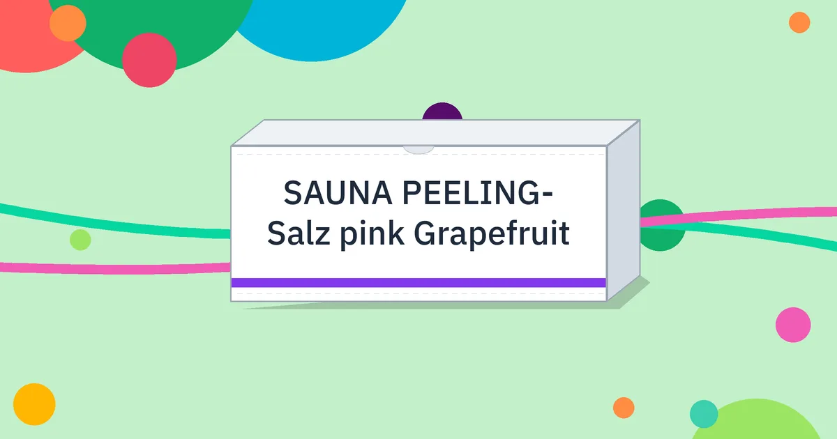Symbolbild: Packung mit der Aufschrift SAUNA PEELING-Salz pink Grapefruit (PZN 13973106) – Verfügbarkeit und Bezug in Apotheken in Frankfurt am Main