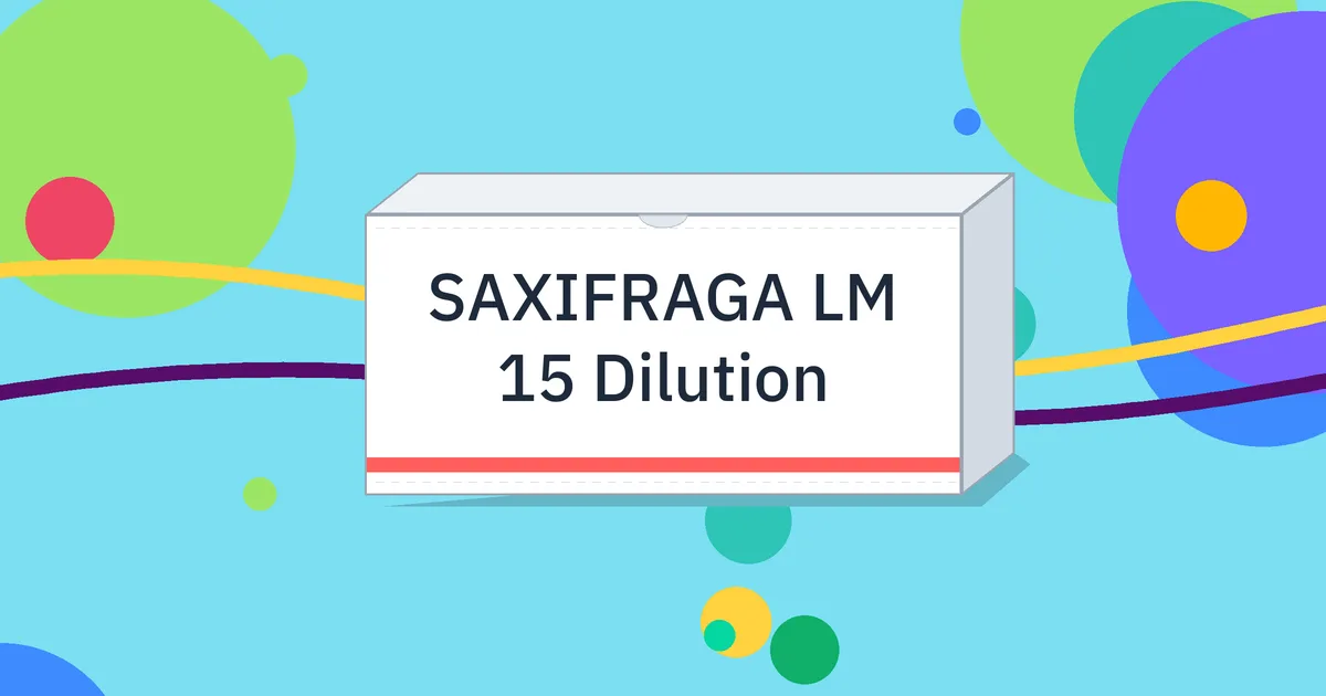 Symbolbild: Packung mit der Aufschrift SAXIFRAGA LM 15 Dilution (PZN 13688340) – Verfügbarkeit und Bezug in Apotheken in Frankfurt am Main