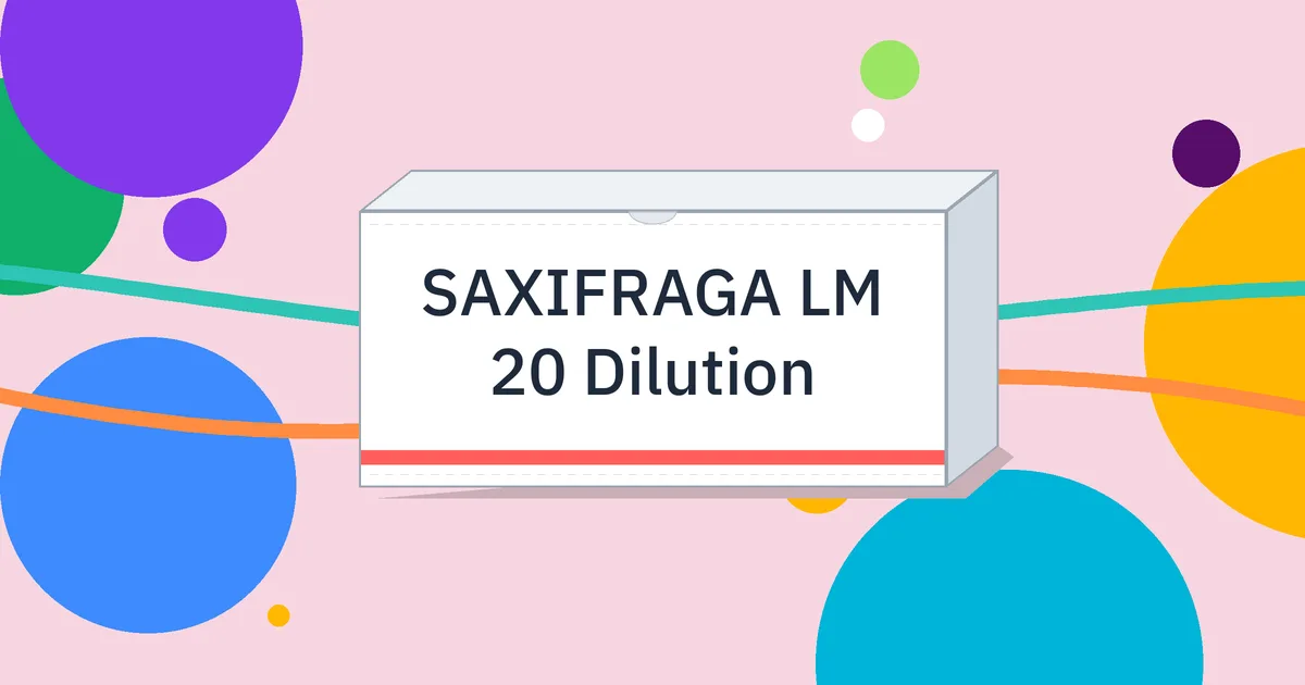 Symbolbild: Packung mit der Aufschrift SAXIFRAGA LM 20 Dilution (PZN 13688498) – Verfügbarkeit und Bezug in Apotheken in Frankfurt am Main