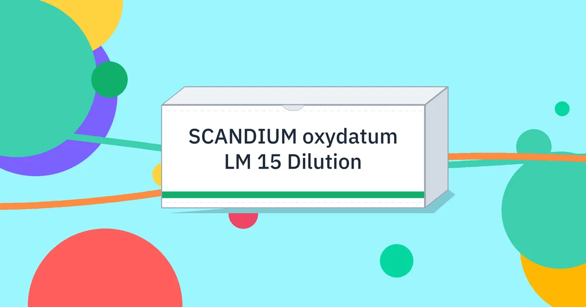 Symbolbild: Packung mit der Aufschrift SCANDIUM oxydatum LM 15 Dilution (PZN 13183580) – Verfügbarkeit und Bezug in Apotheken in Frankfurt am Main
