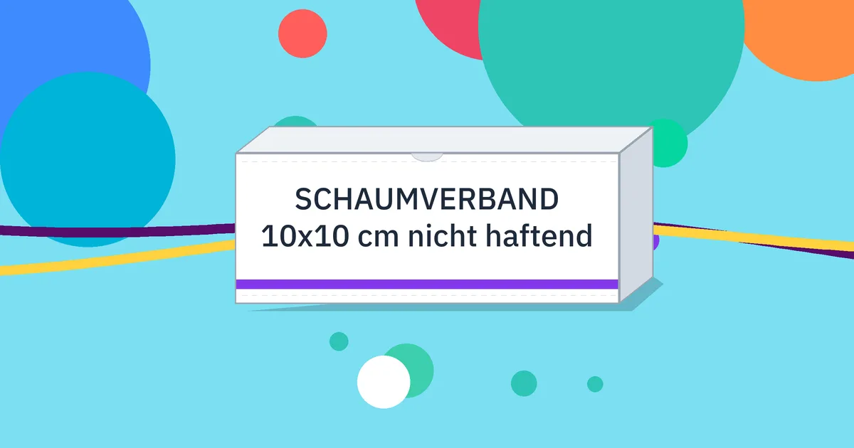 Symbolbild: Packung mit der Aufschrift SCHAUMVERBAND 10x10 cm nicht haftend (PZN 13878715) – Verfügbarkeit und Bezug in Apotheken in Frankfurt am Main