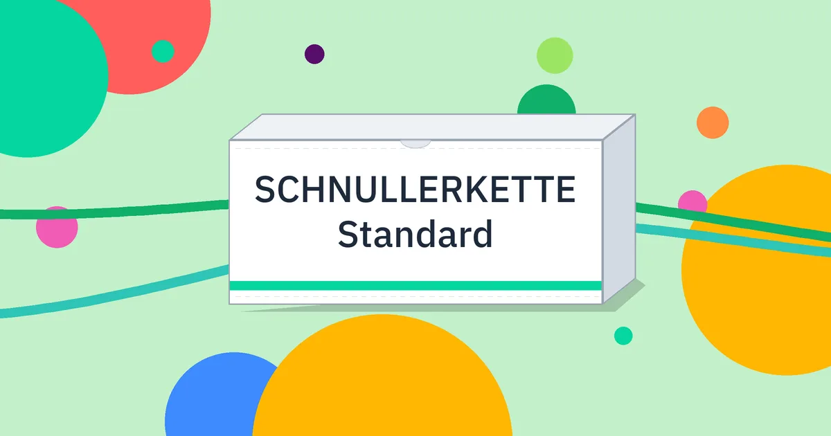 Symbolbild: Packung mit der Aufschrift SCHNULLERKETTE Standard (PZN 03872485) – Verfügbarkeit und Bezug in Apotheken in Frankfurt am Main