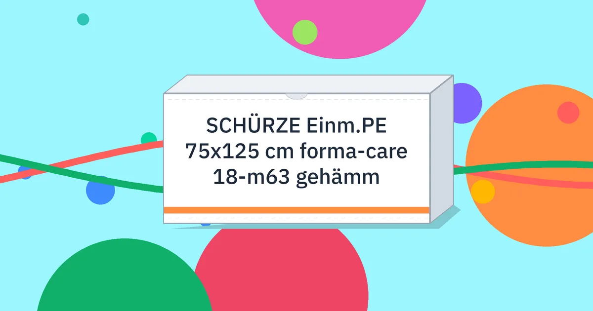 Symbolbild: Packung mit der Aufschrift SCHÜRZE Einm.PE 75x125 cm forma-care 18-m63 gehämm (PZN 12373114) – Verfügbarkeit und Bezug in Apotheken in Frankfurt am Main