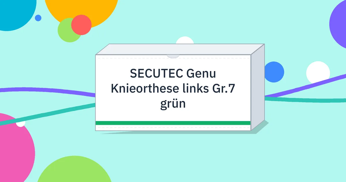 Symbolbild: Packung mit der Aufschrift SECUTEC Genu Knieorthese links Gr.7 grün (PZN 13568860) – Verfügbarkeit und Bezug in Apotheken in Frankfurt am Main