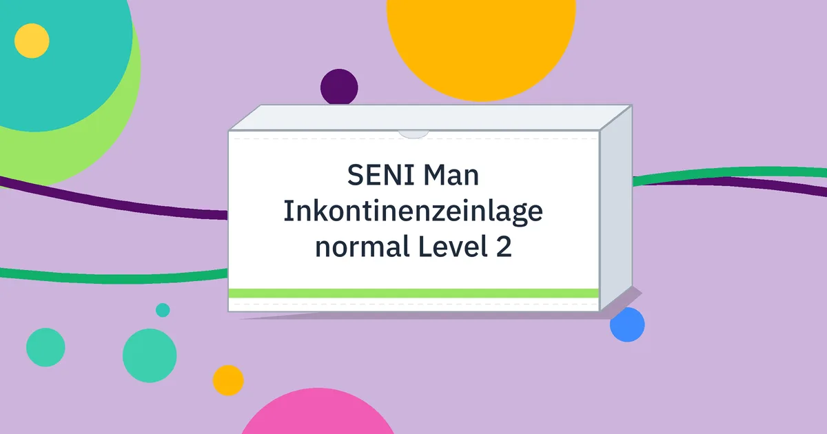 Symbolbild: Packung mit der Aufschrift SENI Man Inkontinenzeinlage normal Level 2 (PZN 18271001) – Verfügbarkeit und Bezug in Apotheken in Frankfurt am Main