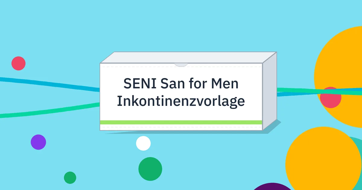 Symbolbild: Packung mit der Aufschrift SENI San for Men Inkontinenzvorlage (PZN 20322585) – Verfügbarkeit und Bezug in Apotheken in Frankfurt am Main