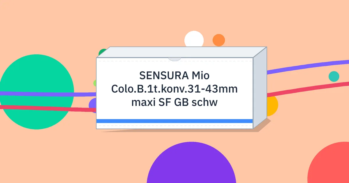 Symbolbild: Packung mit der Aufschrift SENSURA Mio Colo.B.1t.konv.31-43mm maxi SF GB schw (PZN 19974383) – Verfügbarkeit und Bezug in Apotheken in Frankfurt am Main