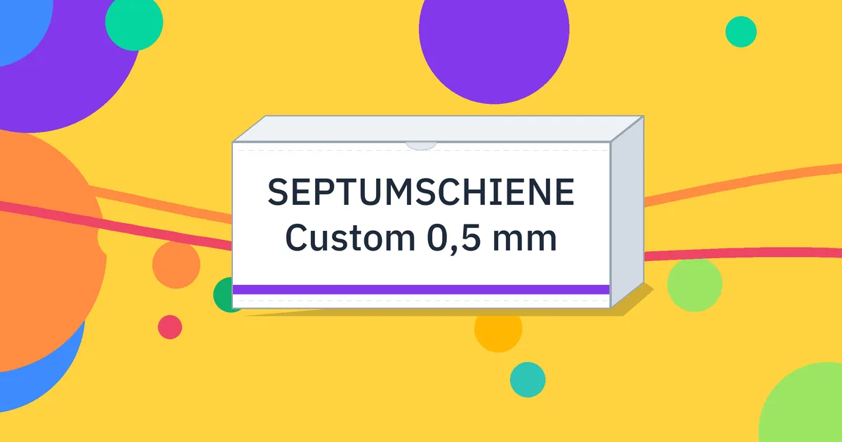 Symbolbild: Packung mit der Aufschrift SEPTUMSCHIENE Custom 0,5 mm (PZN 05524512) – Verfügbarkeit und Bezug in Apotheken in Frankfurt am Main