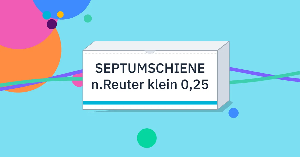 Symbolbild: Packung mit der Aufschrift SEPTUMSCHIENE n.Reuter klein 0,25 (PZN 01002627) – Verfügbarkeit und Bezug in Apotheken in Frankfurt am Main