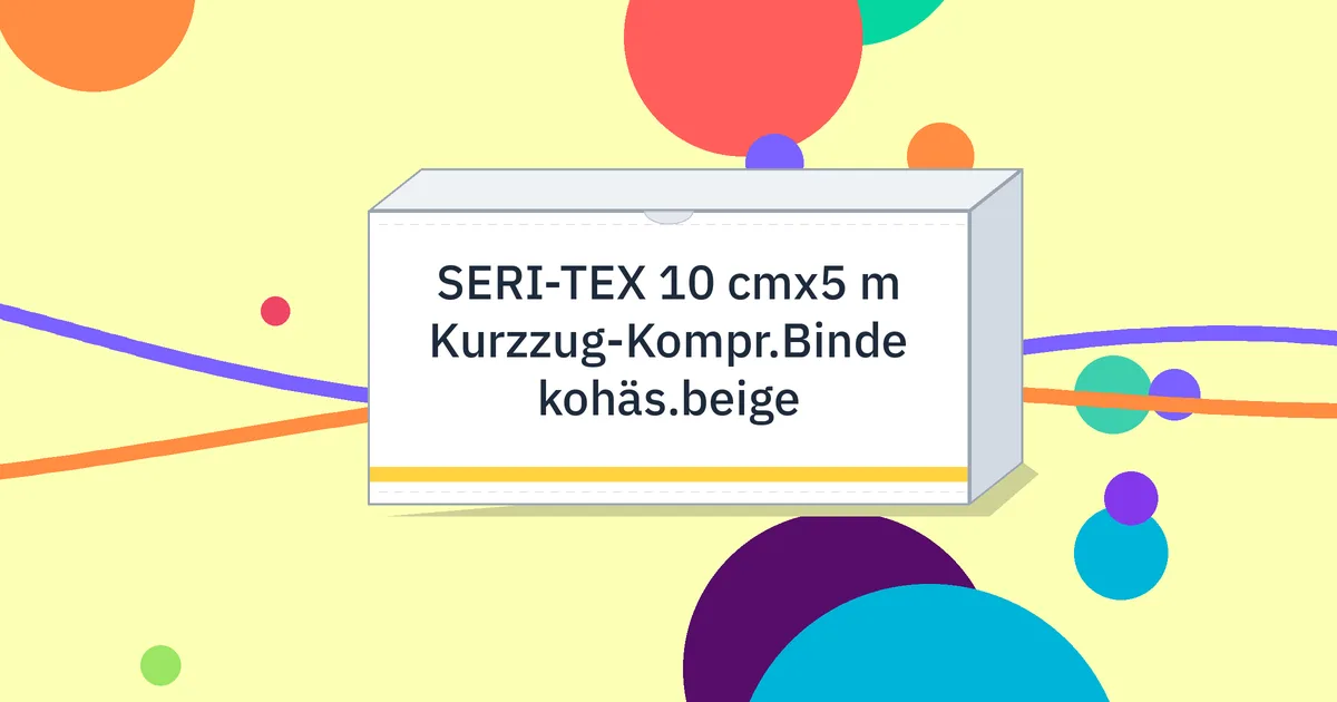 Symbolbild: Packung mit der Aufschrift SERI-TEX 10 cmx5 m Kurzzug-Kompr.Binde kohäs.beige (PZN 20891567) – Verfügbarkeit und Bezug in Apotheken in Frankfurt am Main