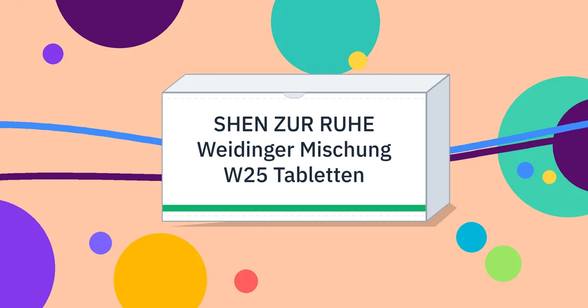 Symbolbild: Packung mit der Aufschrift SHEN ZUR RUHE Weidinger Mischung W25 Tabletten (PZN 13867746) – Verfügbarkeit und Bezug in Apotheken in Frankfurt am Main