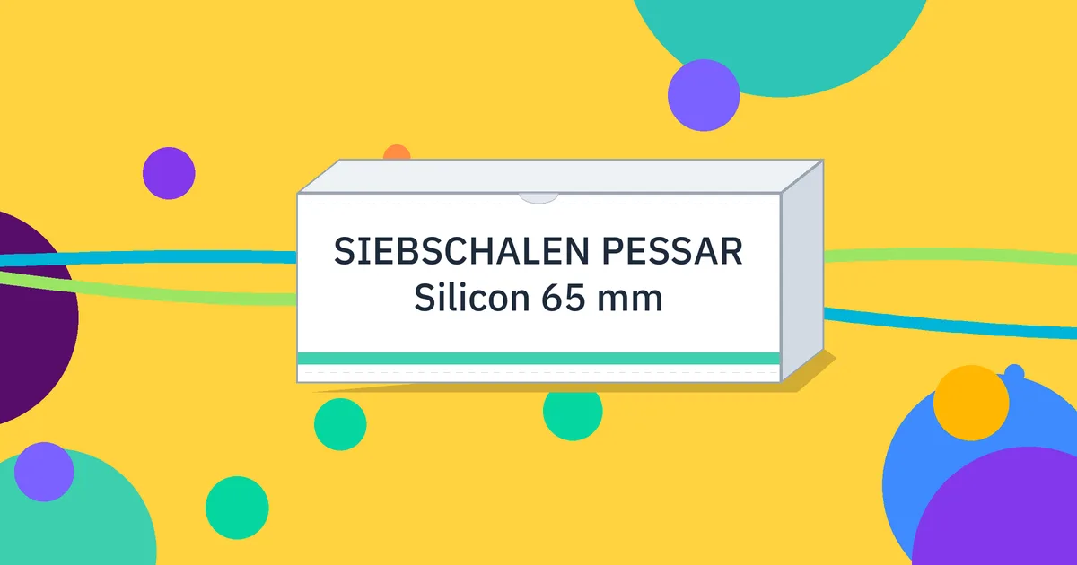 Symbolbild: Packung mit der Aufschrift SIEBSCHALEN PESSAR Silicon 65 mm (PZN 07702774) – Verfügbarkeit und Bezug in Apotheken in Frankfurt am Main