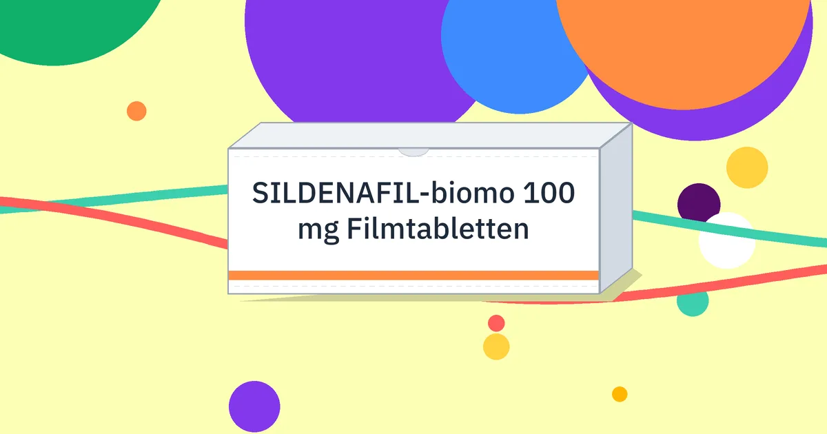 Symbolbild: Packung mit der Aufschrift SILDENAFIL-biomo 100 mg Filmtabletten (PZN 13624742) – Verfügbarkeit und Bezug in Apotheken in Frankfurt am Main