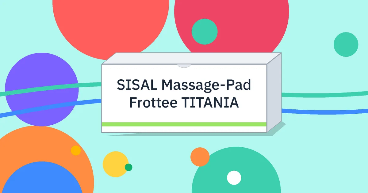 Symbolbild: Packung mit der Aufschrift SISAL Massage-Pad Frottee TITANIA (PZN 10918058) – Verfügbarkeit und Bezug in Apotheken in Frankfurt am Main