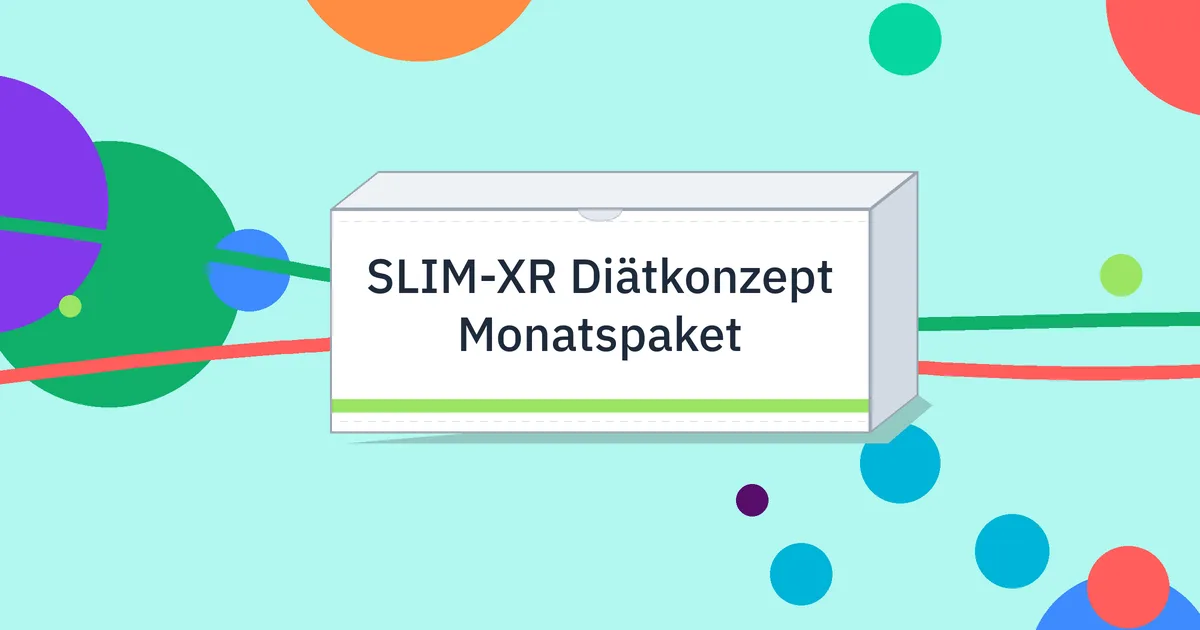Symbolbild: Packung mit der Aufschrift SLIM-XR Diätkonzept Monatspaket (PZN 08931100) – Verfügbarkeit und Bezug in Apotheken in Frankfurt am Main