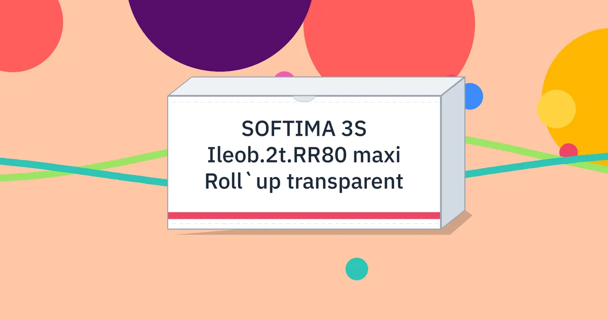 Symbolbild: Packung mit der Aufschrift SOFTIMA 3S Ileob.2t.RR80 maxi Roll`up transparent (PZN 04808124) – Verfügbarkeit und Bezug in Apotheken in Frankfurt am Main
