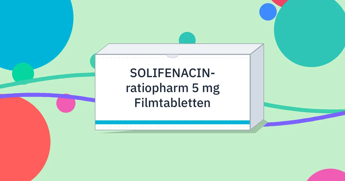 Symbolbild: Packung mit der Aufschrift SOLIFENACIN-ratiopharm 5 mg Filmtabletten (PZN 14323847) – Verfügbarkeit und Bezug in Apotheken in Frankfurt am Main