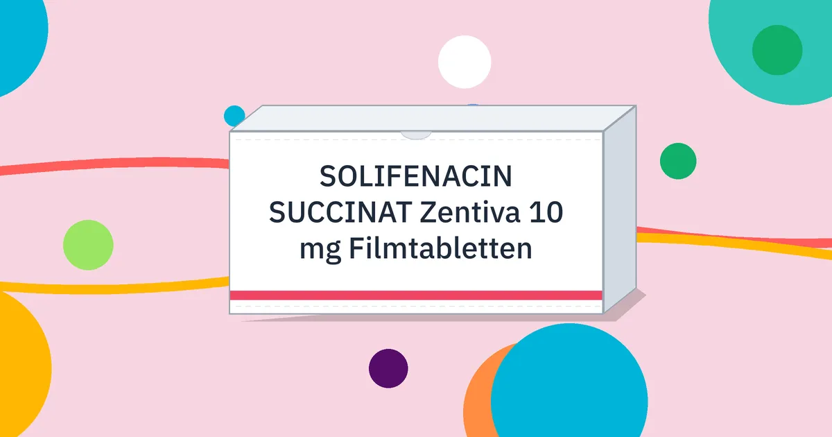 Symbolbild: Packung mit der Aufschrift SOLIFENACIN SUCCINAT Zentiva 10 mg Filmtabletten (PZN 14358389) – Verfügbarkeit und Bezug in Apotheken in Frankfurt am Main
