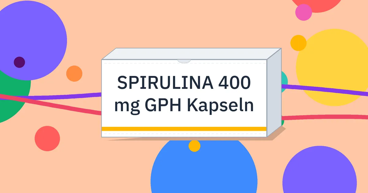 Symbolbild: Packung mit der Aufschrift SPIRULINA 400 mg GPH Kapseln (PZN 20856855) – Verfügbarkeit und Bezug in Apotheken in Frankfurt am Main